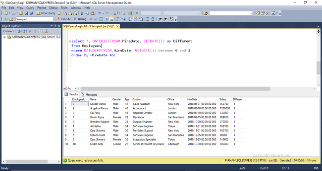 How To Find Employees Hired Last Month Or Year In Sql Server